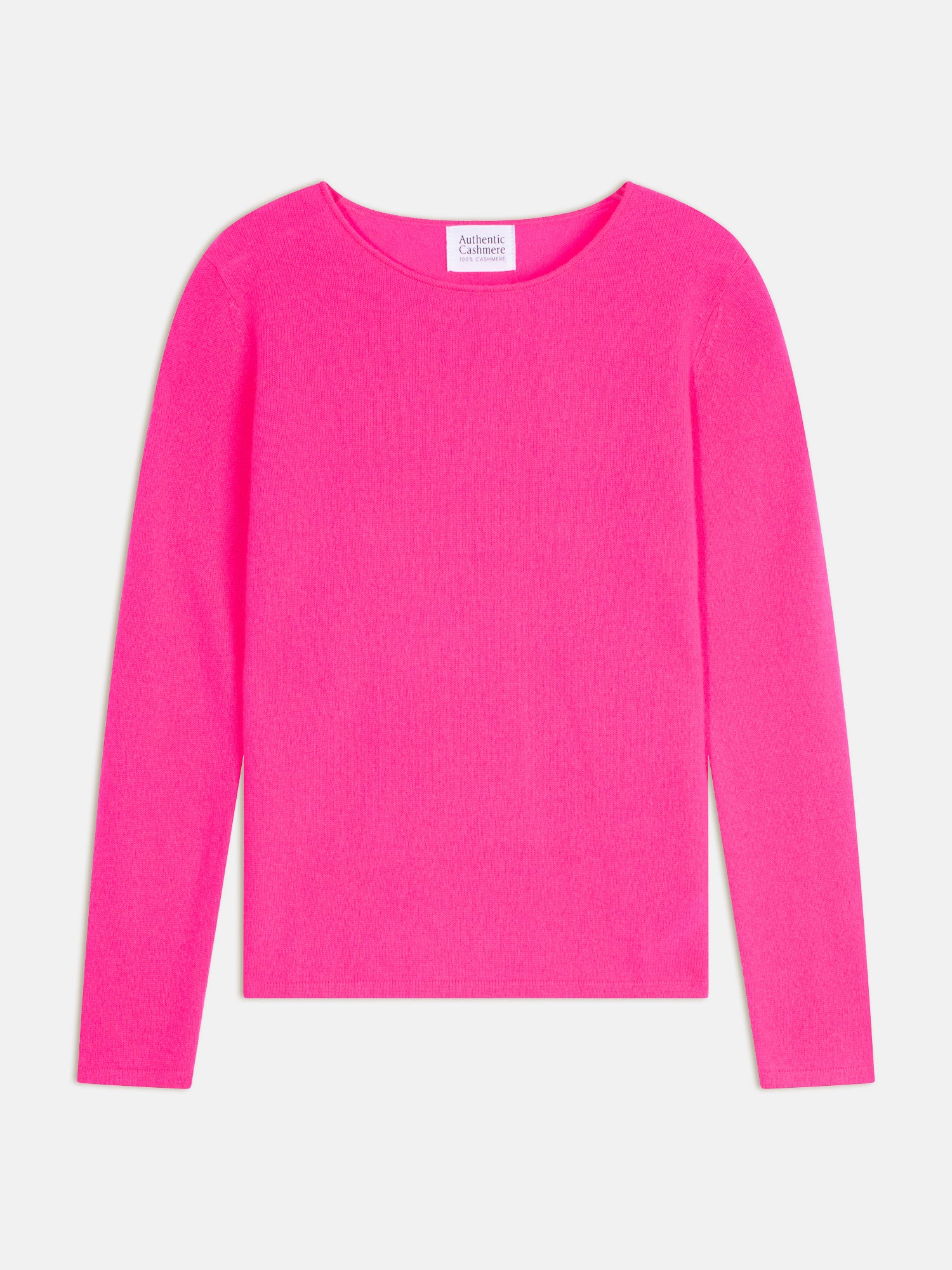 EPÉNA pull col rond flamand rose fluo 100% cachemire – Authentic Cashmere