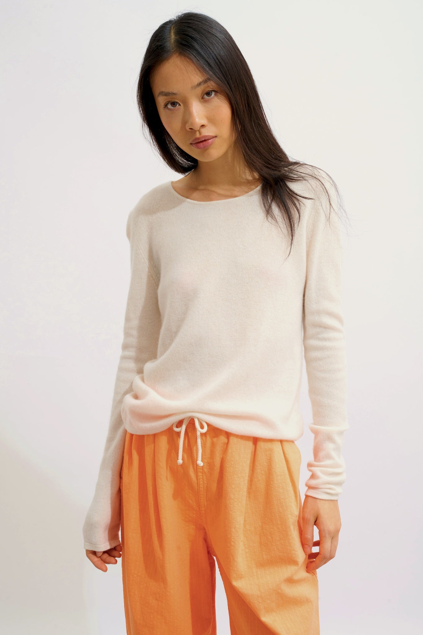 EPÉNA pull col rond ivoire 100% cachemire – Authentic Cashmere