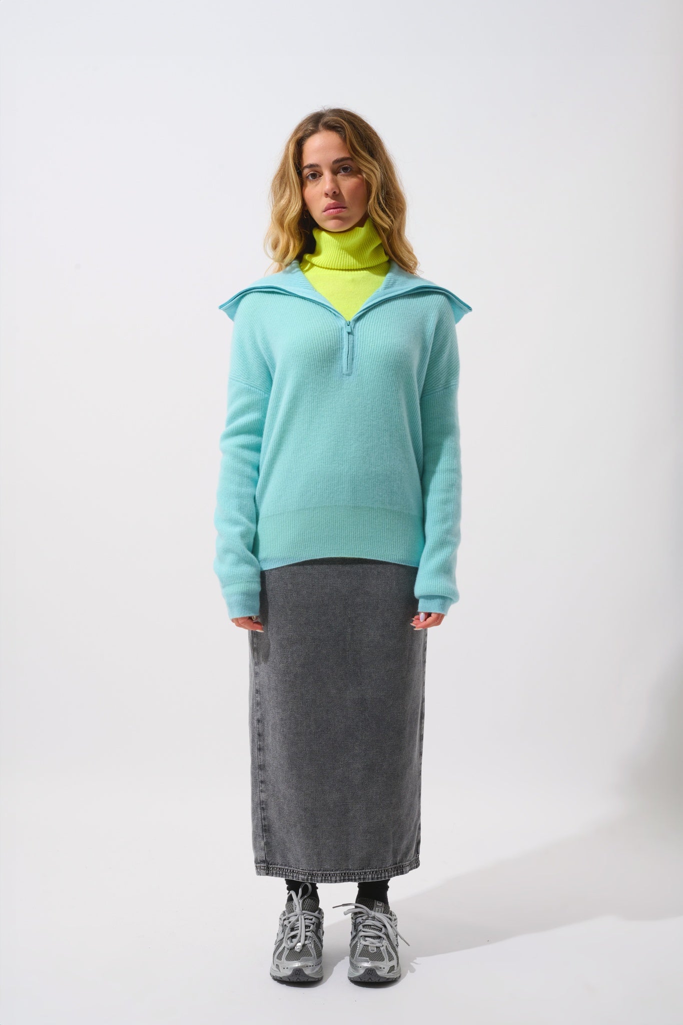 KARMA Aqua Trucker Sweater, 100% Cashmere – Authentic Cashmere